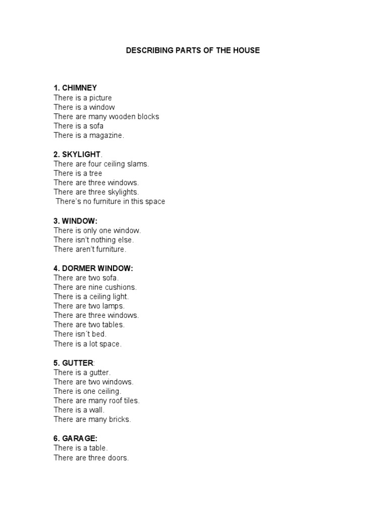 Describing Parts of The House | PDF | Kitchen | Window