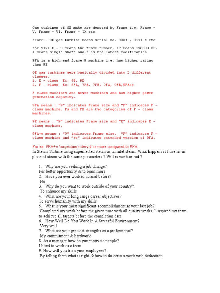 Power Plant Questions | PDF | Gas Turbine | Steam