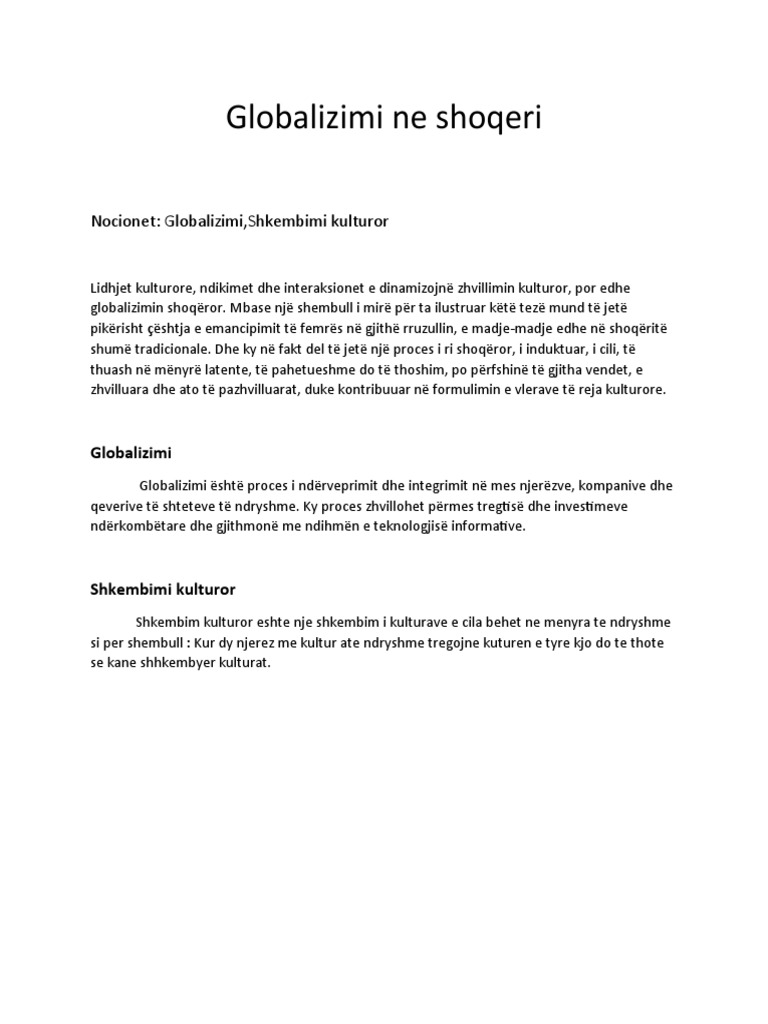 Globalizimi Ne Shoqeri | PDF