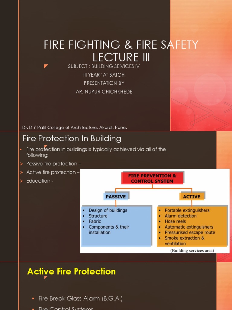 Fire Fighting & Fire Safety: Subject: Building Seivices Iv Iii Year A ...