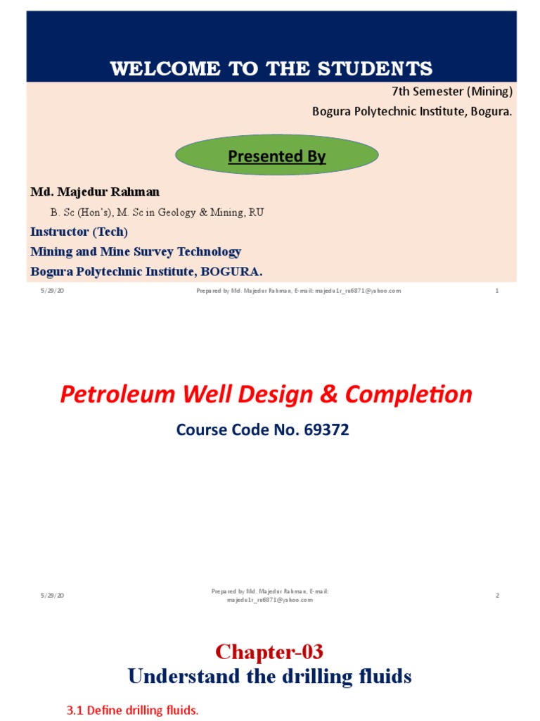 Welcome To The Students: Presented by | PDF | Drilling Rig | Chemistry