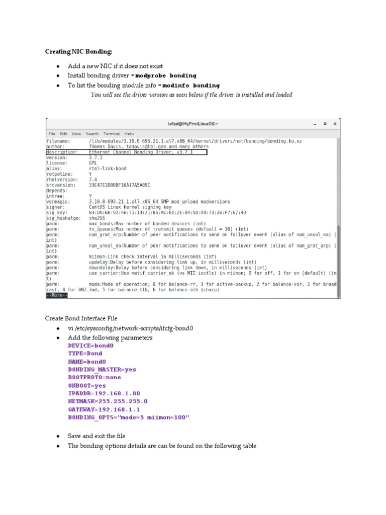 NIC Bonding Setup Guide | PDF