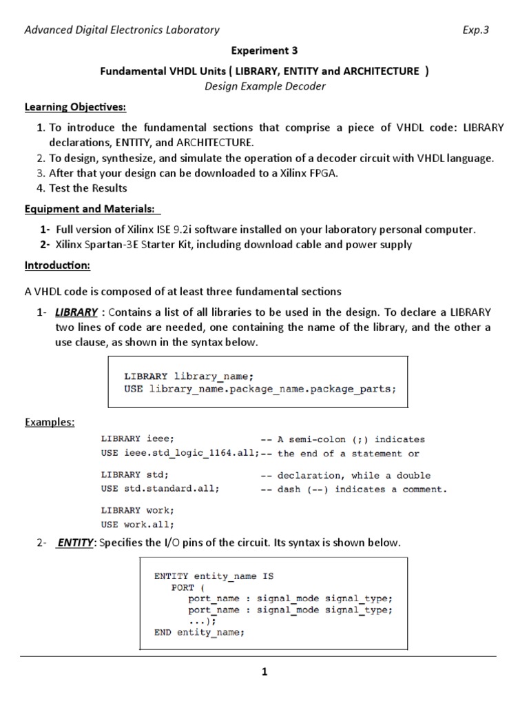 Advanced Digital Electronics Laboratory Exp.3 | PDF | Vhdl | Field Programmable Gate Array