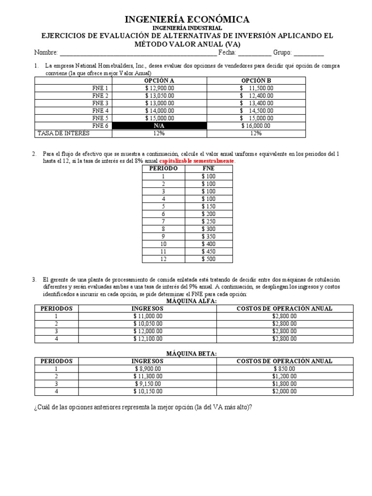 Ejercicios Vae para Estudiante | PDF | Opción (Finanzas) | Economias