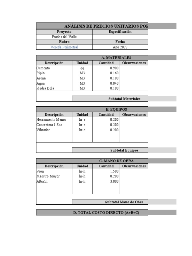 Cálculo APU | PDF | Naturaleza