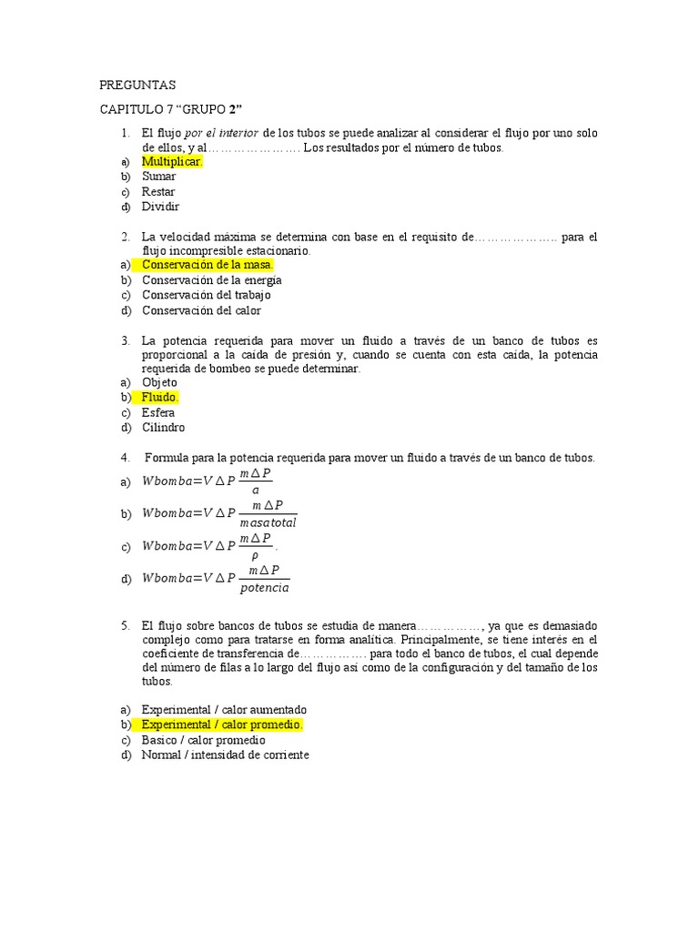 Preguntas Grupo 2 | PDF | Numero Reynolds | Intercambiador de calor