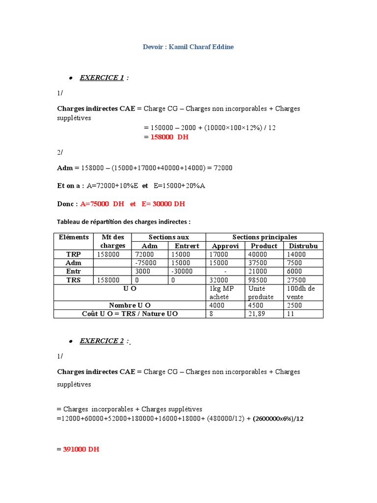 Charges Indirectes et Coûts de Production | PDF
