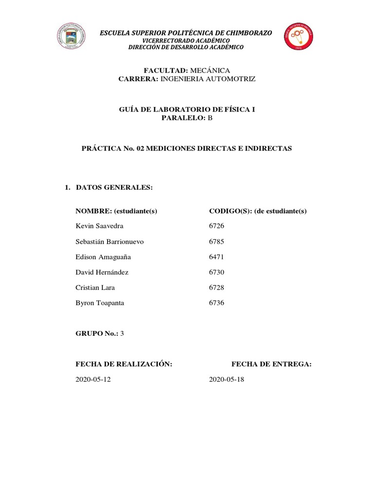 Práctica 2 MEDICIONES DIRECTAS E INDIRECTAS PDF | PDF | Medición | Longitud