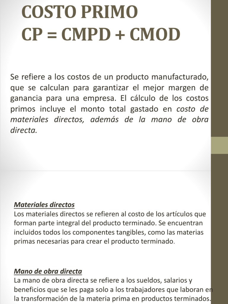 Presentación Costo Primo | PDF | Costo | Salario