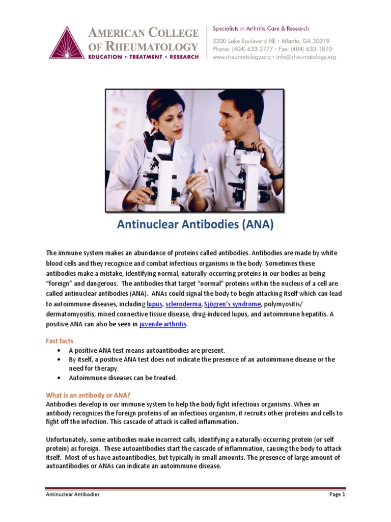 Antinuclear Antibodies (ANA) : Fast Facts | PDF | Autoimmunity ...