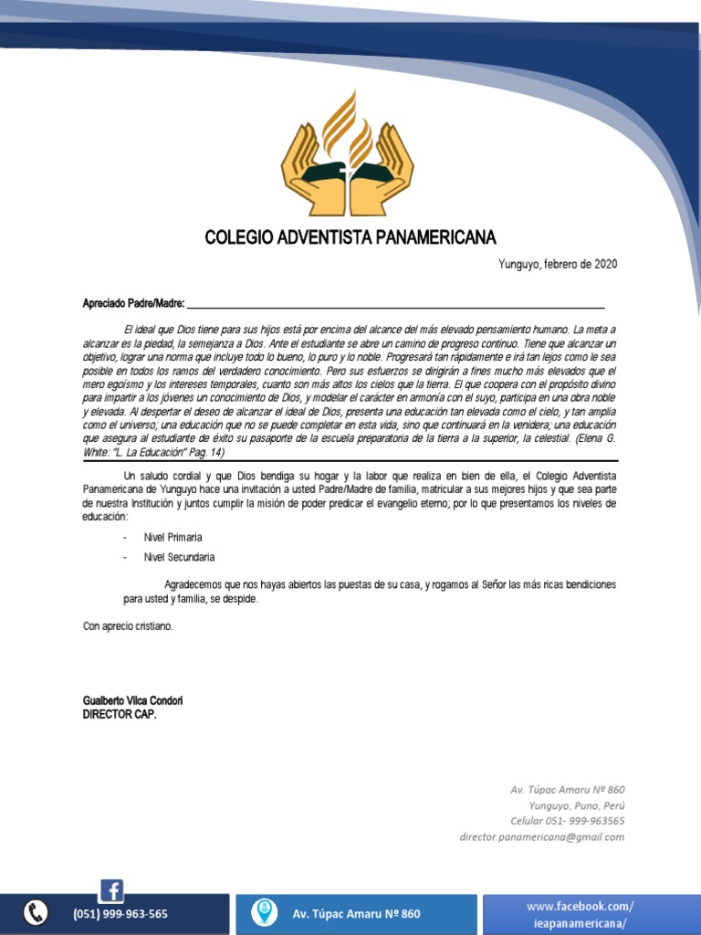Carta para Padres | PDF | Iglesia Adventista del Séptimo Día | Religión ...