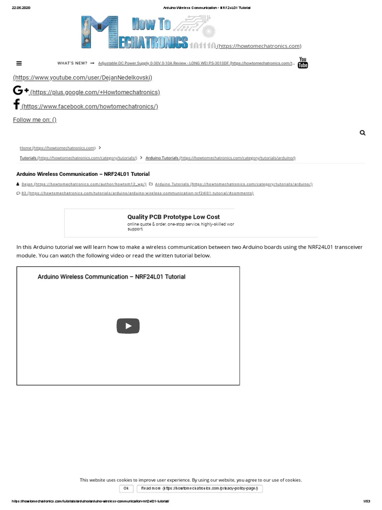 Arduino Wireless Communication - NRF24L01 Tutorial | PDF | Subroutine | Electronics