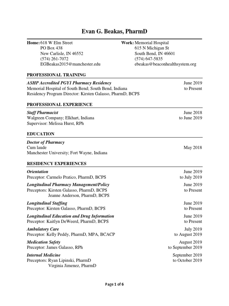 Curriculum Vitae - Updated May 2020 | PDF | Pharmacist | Pharmacy