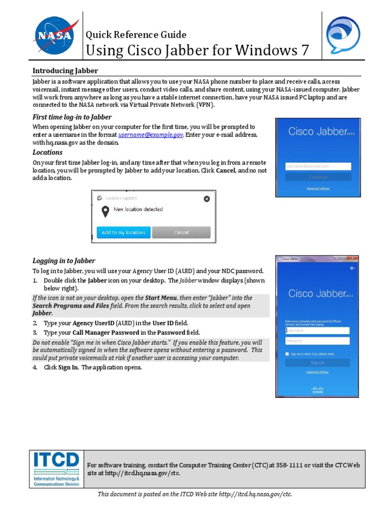 Using Cisco Jabber For Windows 7: Quick Reference Guide | PDF | Voicemail | Icon (Computing)