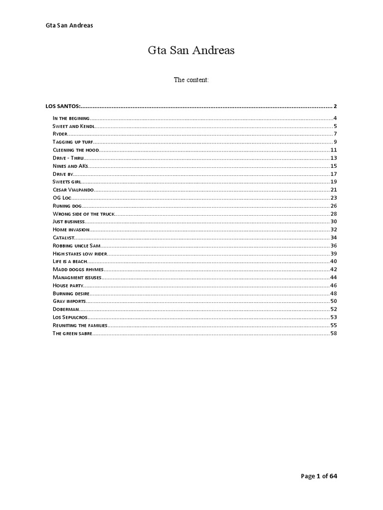 Gta San Andreas | PDF | Leisure | Sports