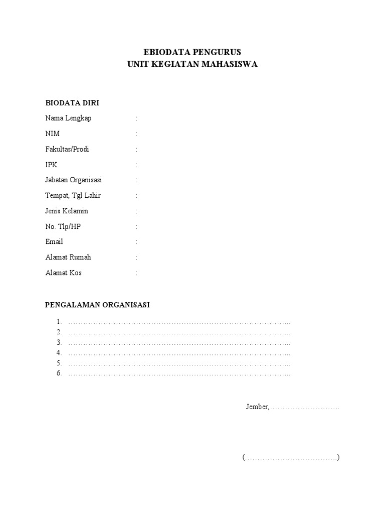 Biodata Ukm | PDF
