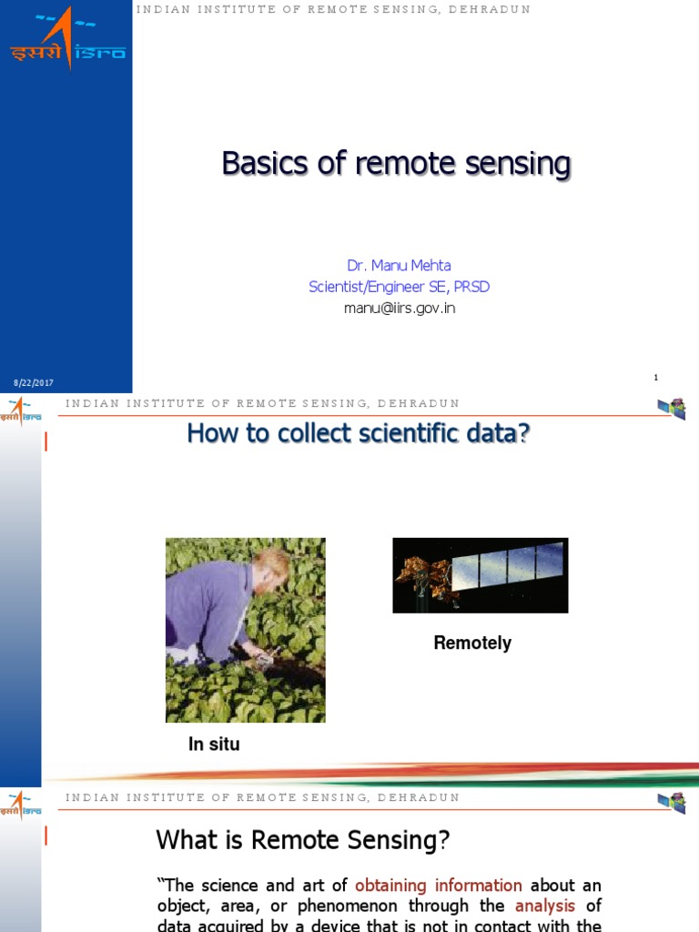 13 April 2020 Session1 - Basic Principles of Remote Sensing - Dr. Manu ...