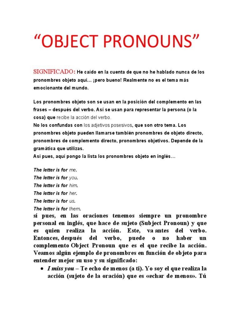 Object Pronouns | PDF