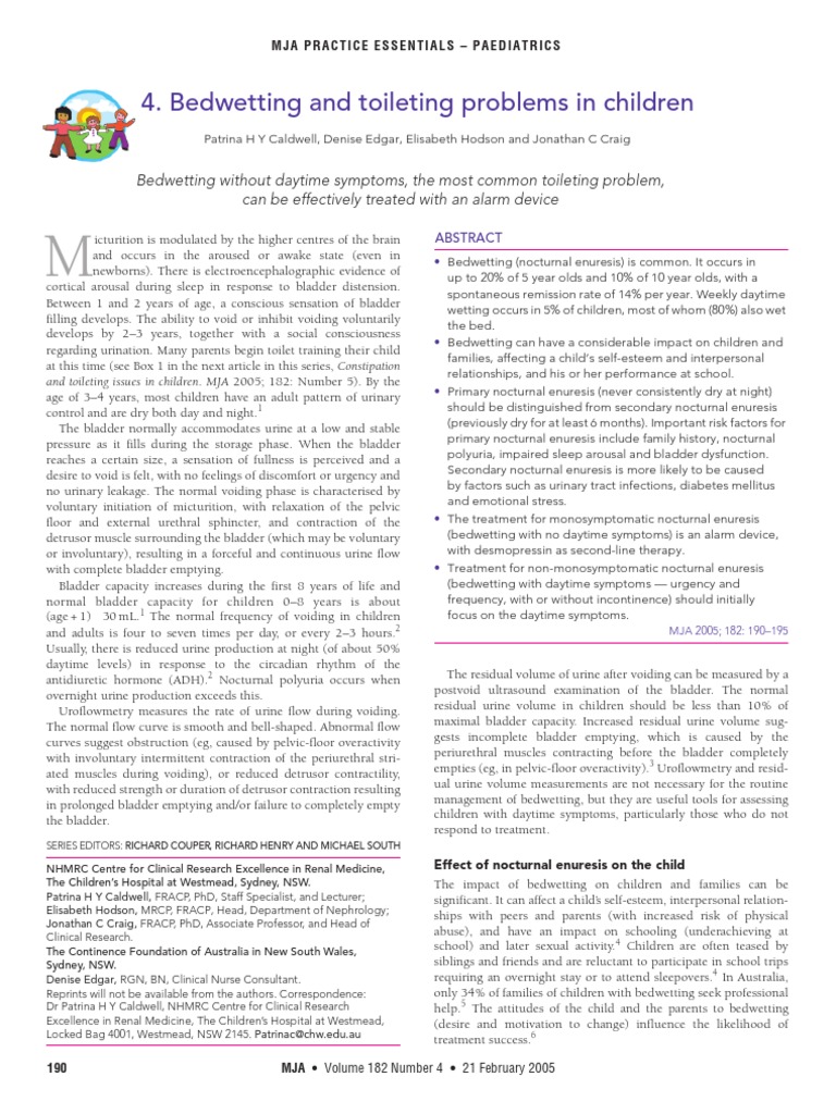 Bedwetting and Toileting Problems in Children | PDF | Nocturnal Enuresis | Urinary Incontinence