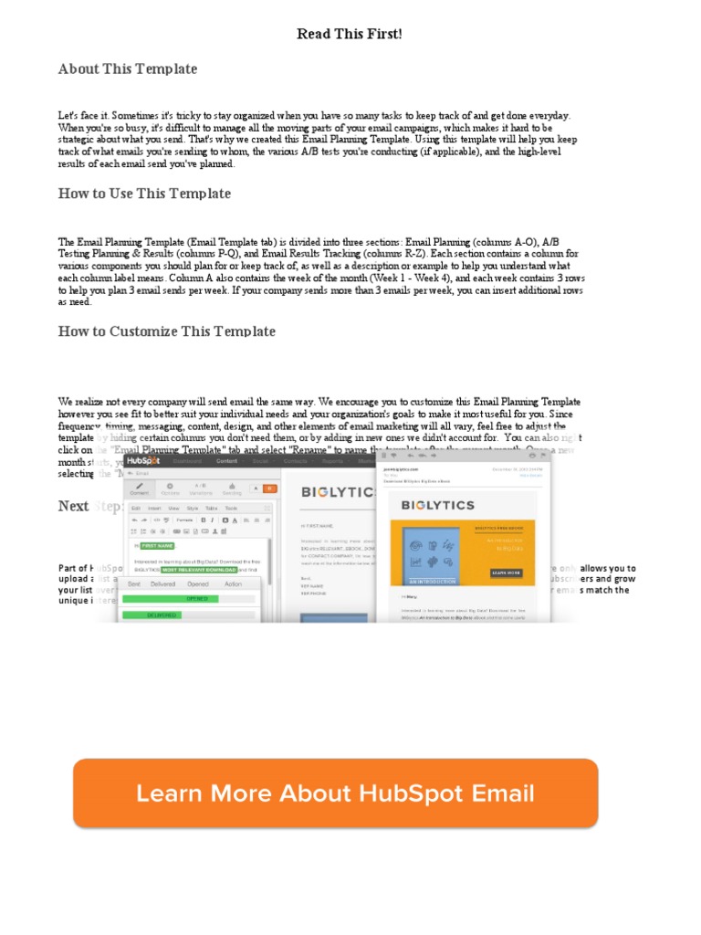 Email Marketing Planning Template | PDF | Online Services | Computer ...