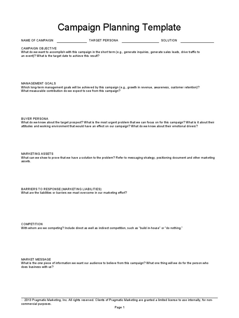 Campaign Planning Template 1307 | PDF | Direct Marketing | Marketing
