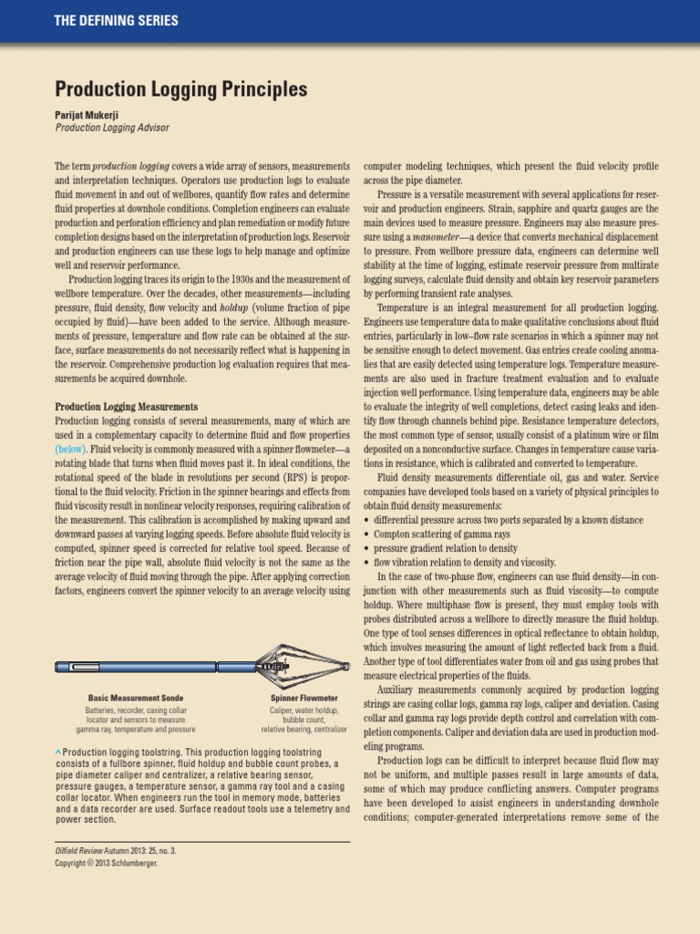 Production Logging Principles | PDF | Fluid Dynamics | Flow Measurement