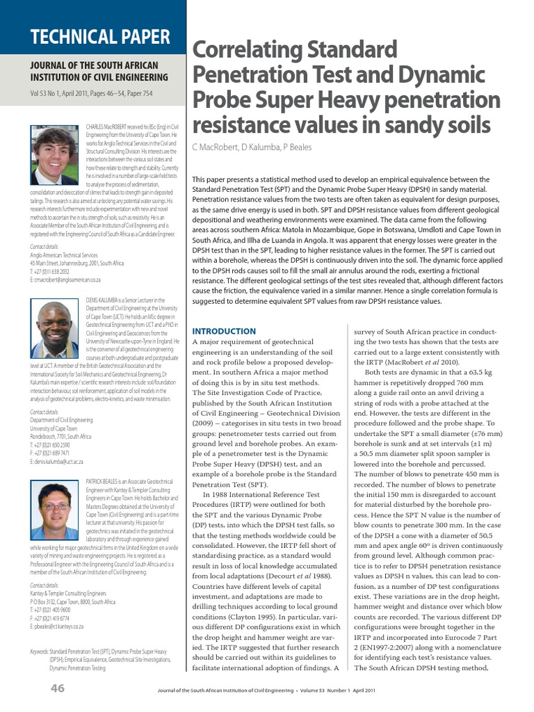 Correlating Standard Penetration Test and Dynamic Probe Super Heavy ...