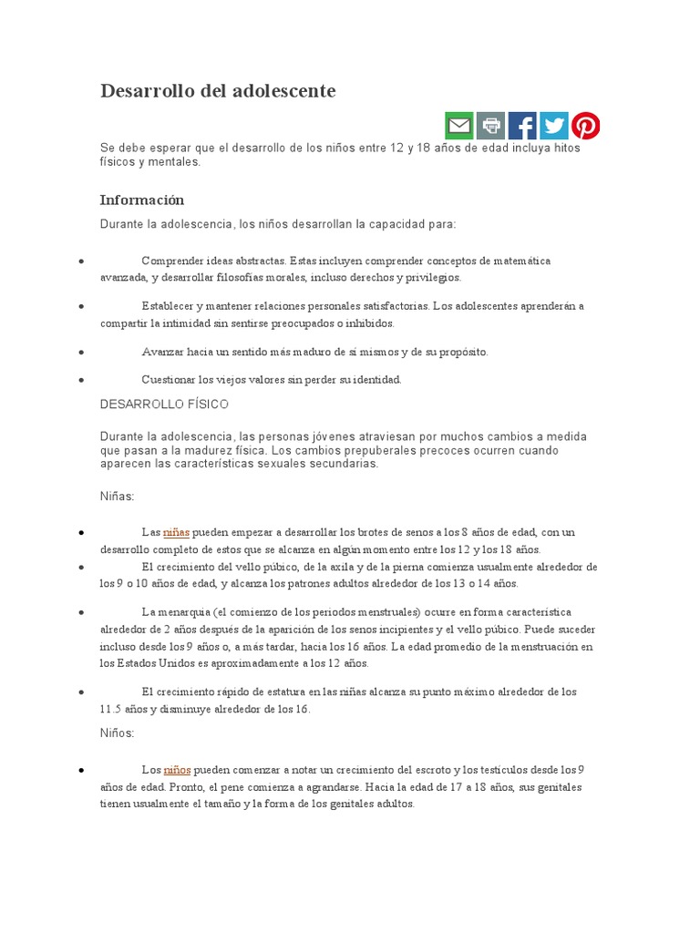 Desarrollo Del Adolescente 3 | PDF | Adolescencia | Pubertad