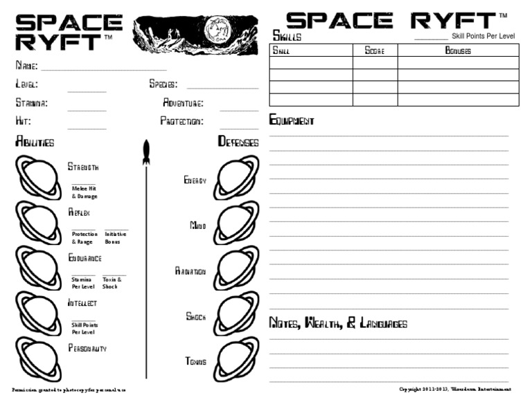 Skills: Name: Level: Species: Stamina: Adventure: Hit: Protection | PDF ...
