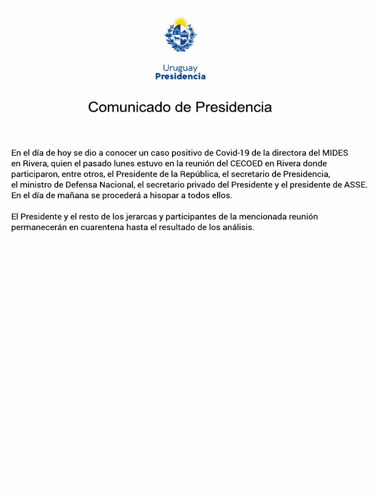 Comunicado de Presidencia | PDF