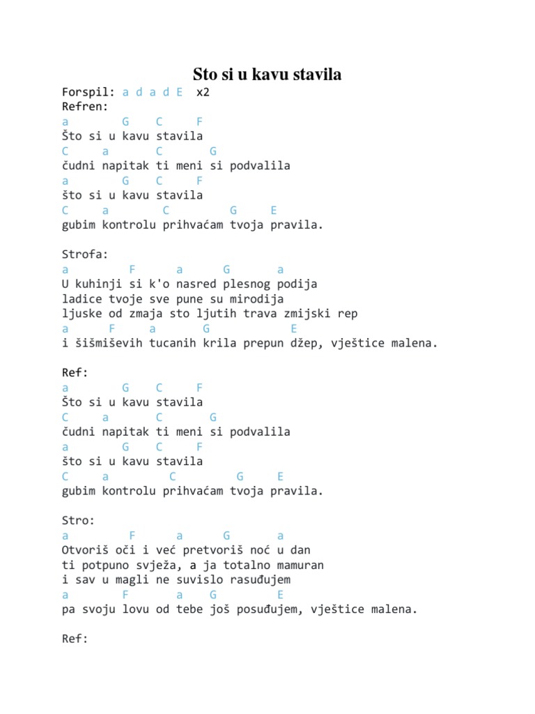 Sto Si U Kavu Stavila (Am) | PDF