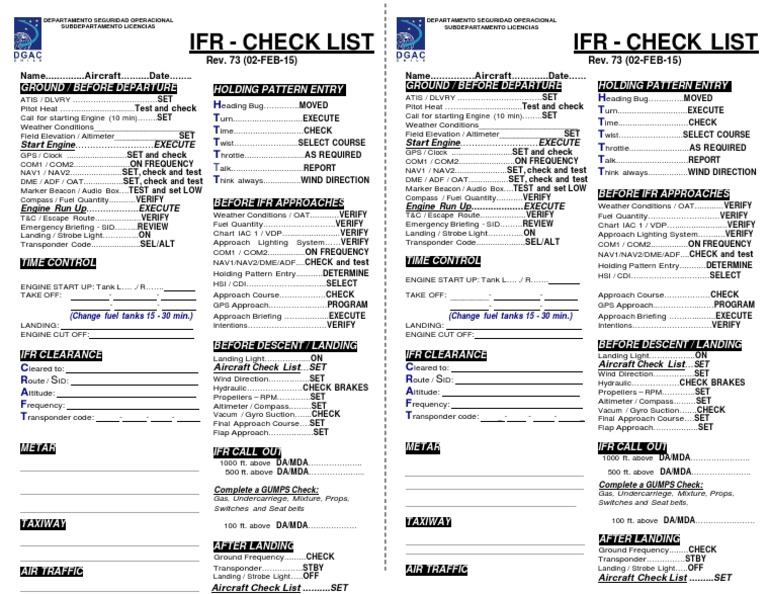Ifr - Check List Ifr - Check List | PDF | Instrument Flight Rules ...
