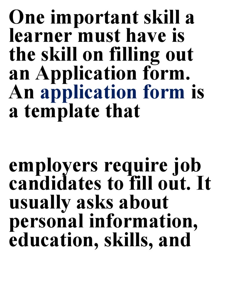 Filling Out Application Form | PDF