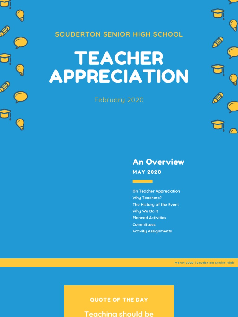 Blue Teacher Appreciation Month Presentation | PDF | Lecture ...