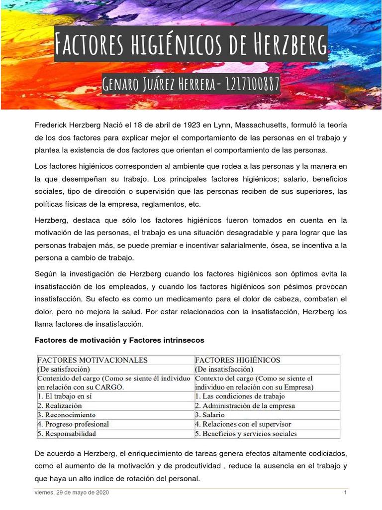 Factores Higiénicos de Herzberg | PDF | Motivación | Motivacional