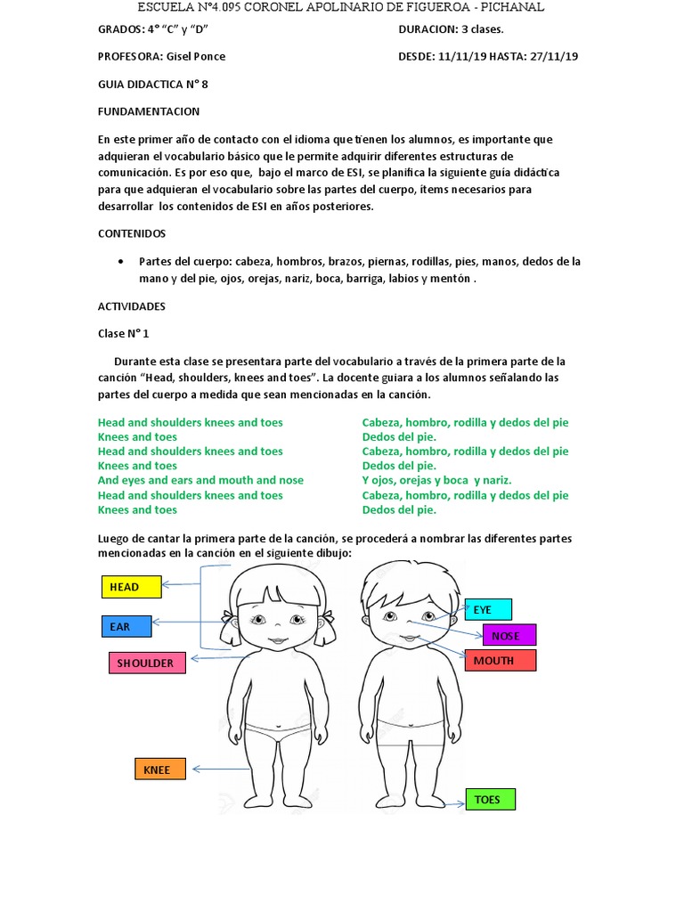 Guia Body Parts 4° | PDF