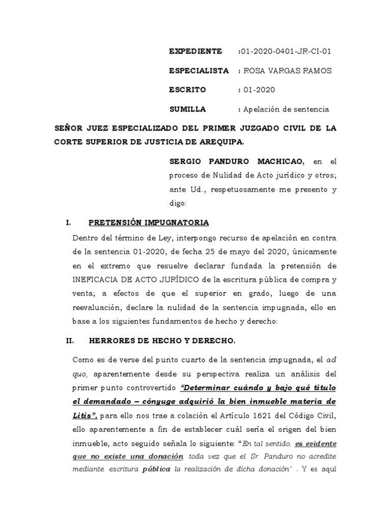 Apelacion de Sentencia. | Descargar gratis PDF | Debido al proceso | Sentencia (ley)