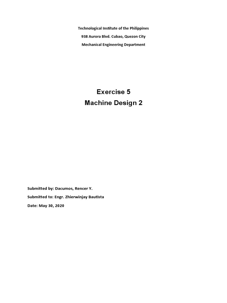 Exercise 5 Machine Design 2 | PDF