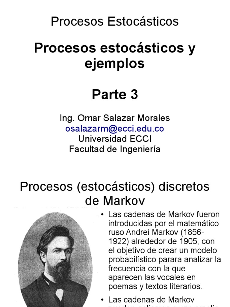 Clase 3 Procesos Estocasticos | PDF | Cadena Markov | Objetos matemáticos