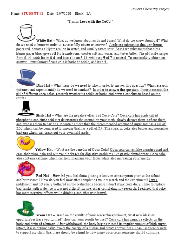 Six Thinking Hats Student Samples | PDF | Cola | Coca Cola