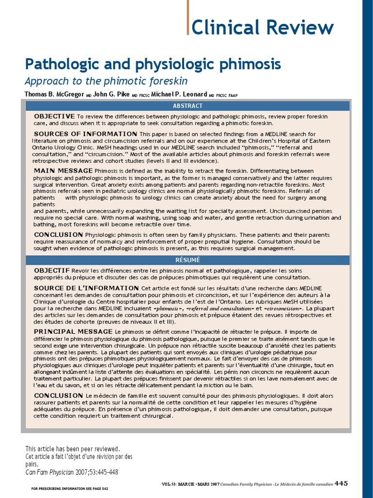 Pathologic and Physiologic Phimosis | PDF | Urology | Medicine