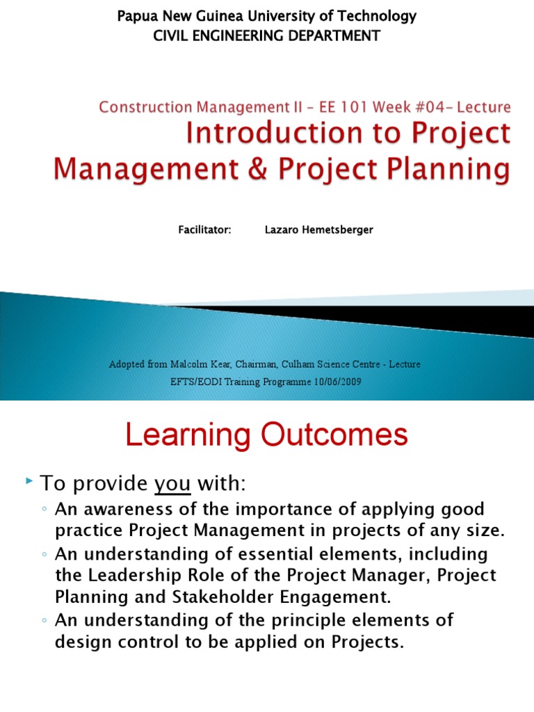 EE 101 Introduction To Project Management & Project Planning | PDF ...