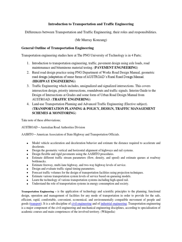 Transportation Engineering Lecture Notes | PDF | Road | Transport