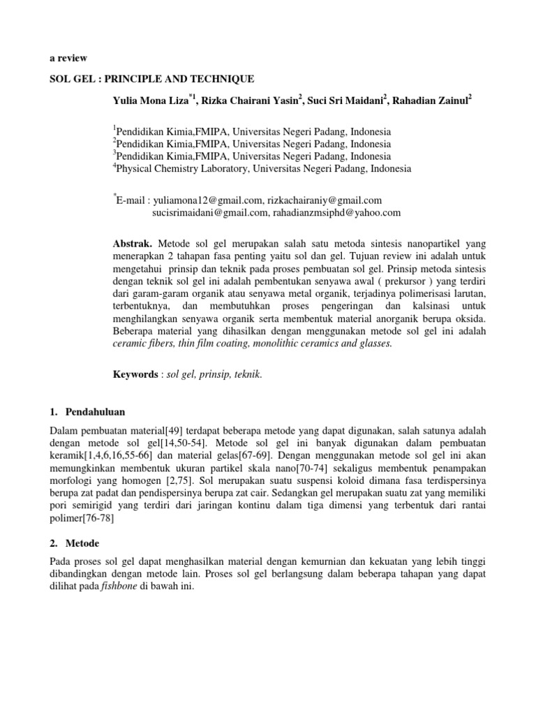 Sol Gel: Principle and Technique | PDF