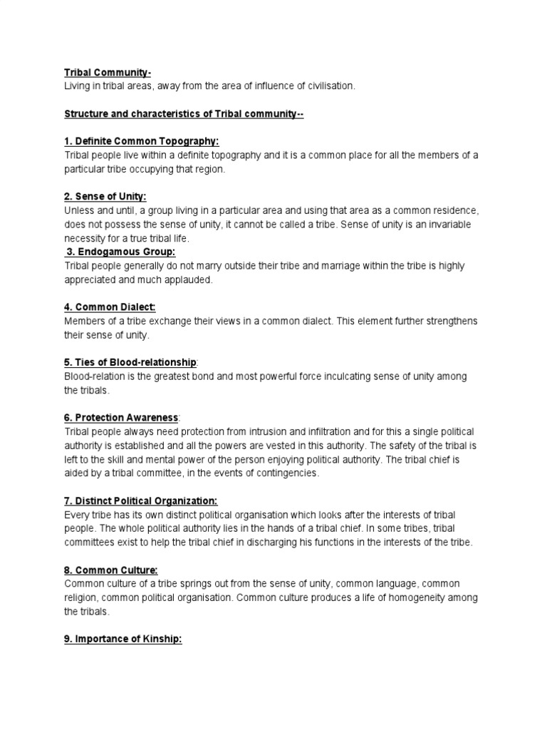 Structure and Characteristics of Tribal Community | PDF
