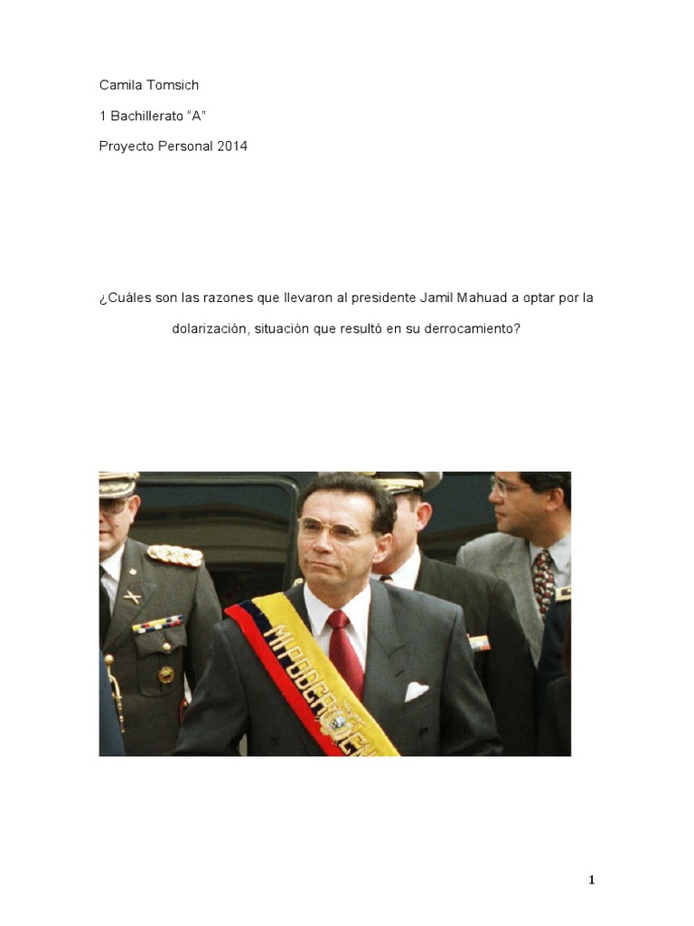 Presidente Jamil Mahuad y La Dolarizacion | PDF | Inflación | Bancos