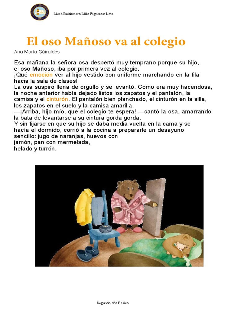 CUENTO EL OSO MAÑOSO Word | PDF