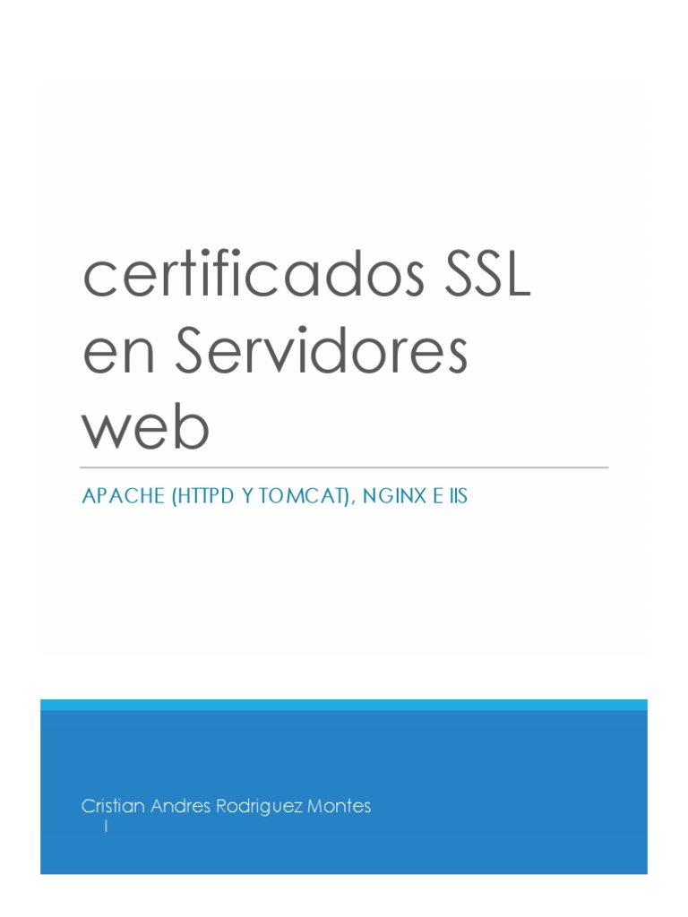 SSL EN SERV WEB (APACHE, IIS) - v3 | PDF | Servidor HTTP Apache | Transport Layer Security