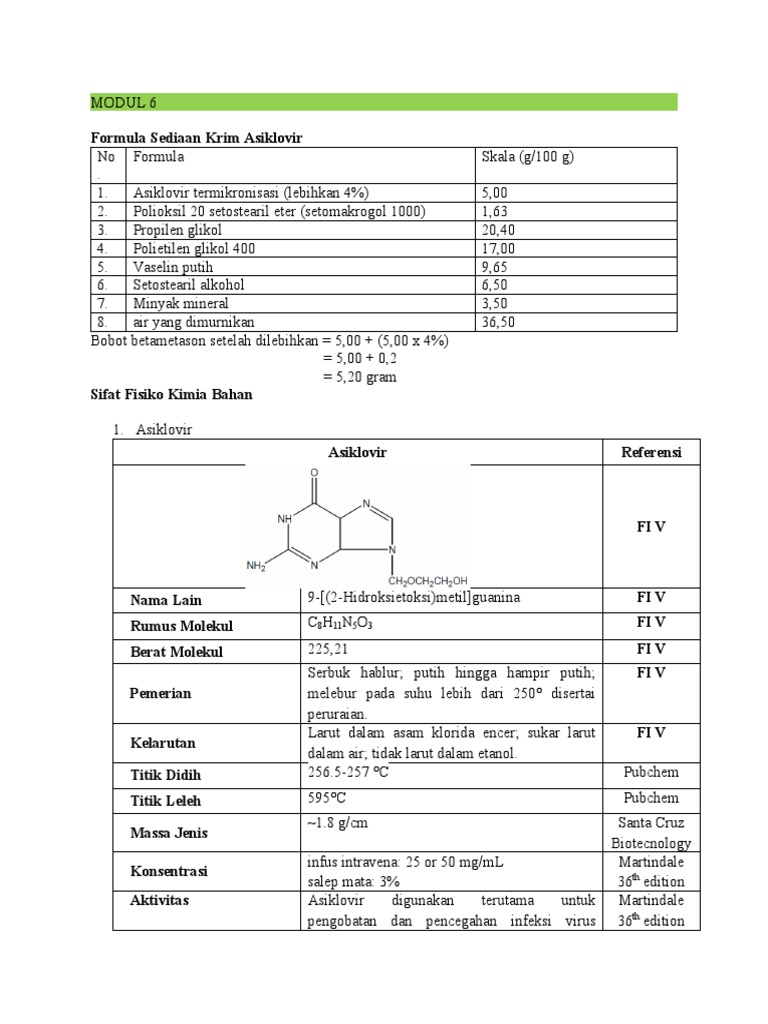 Formula Sediaan Krim Asiklovir | PDF