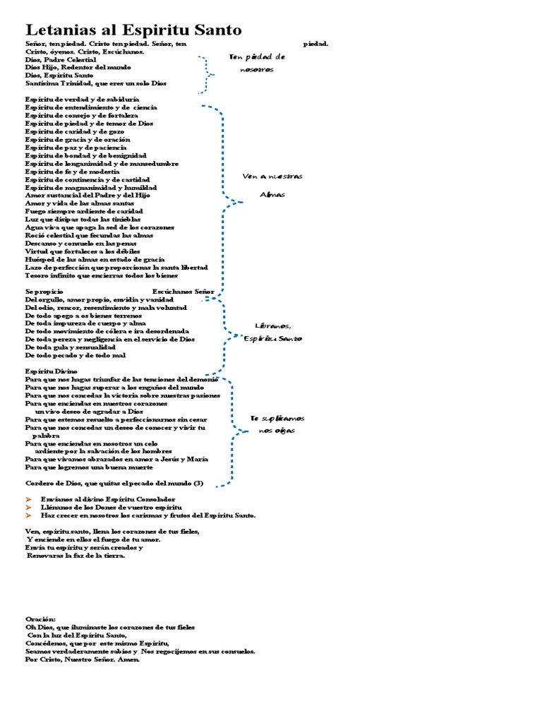Letanías Al Espíritu Santo Pdf Oración Cristo Título